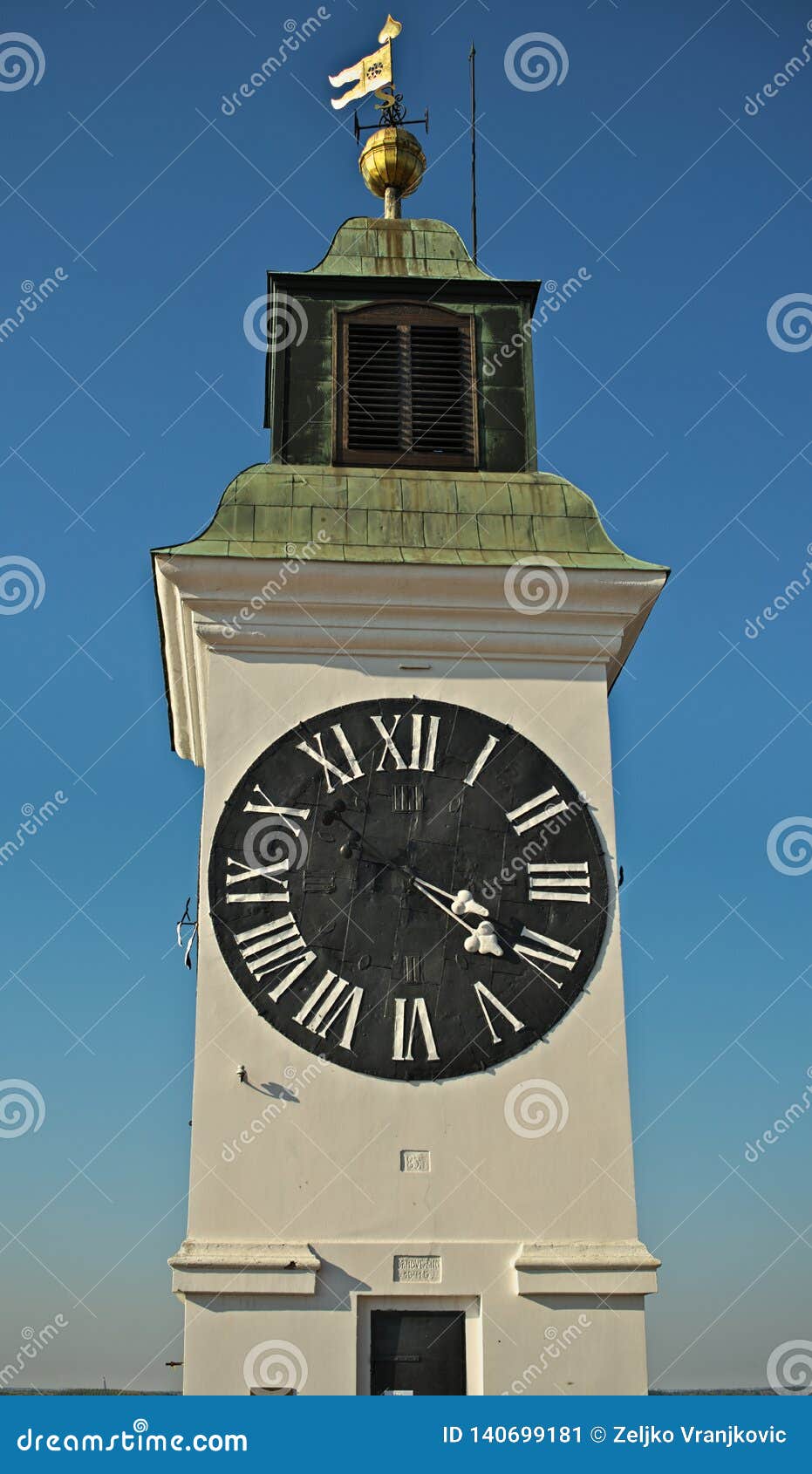 Clock Tower with Small Bell Tower at Top in Novi Sad, Serbia Stock ...