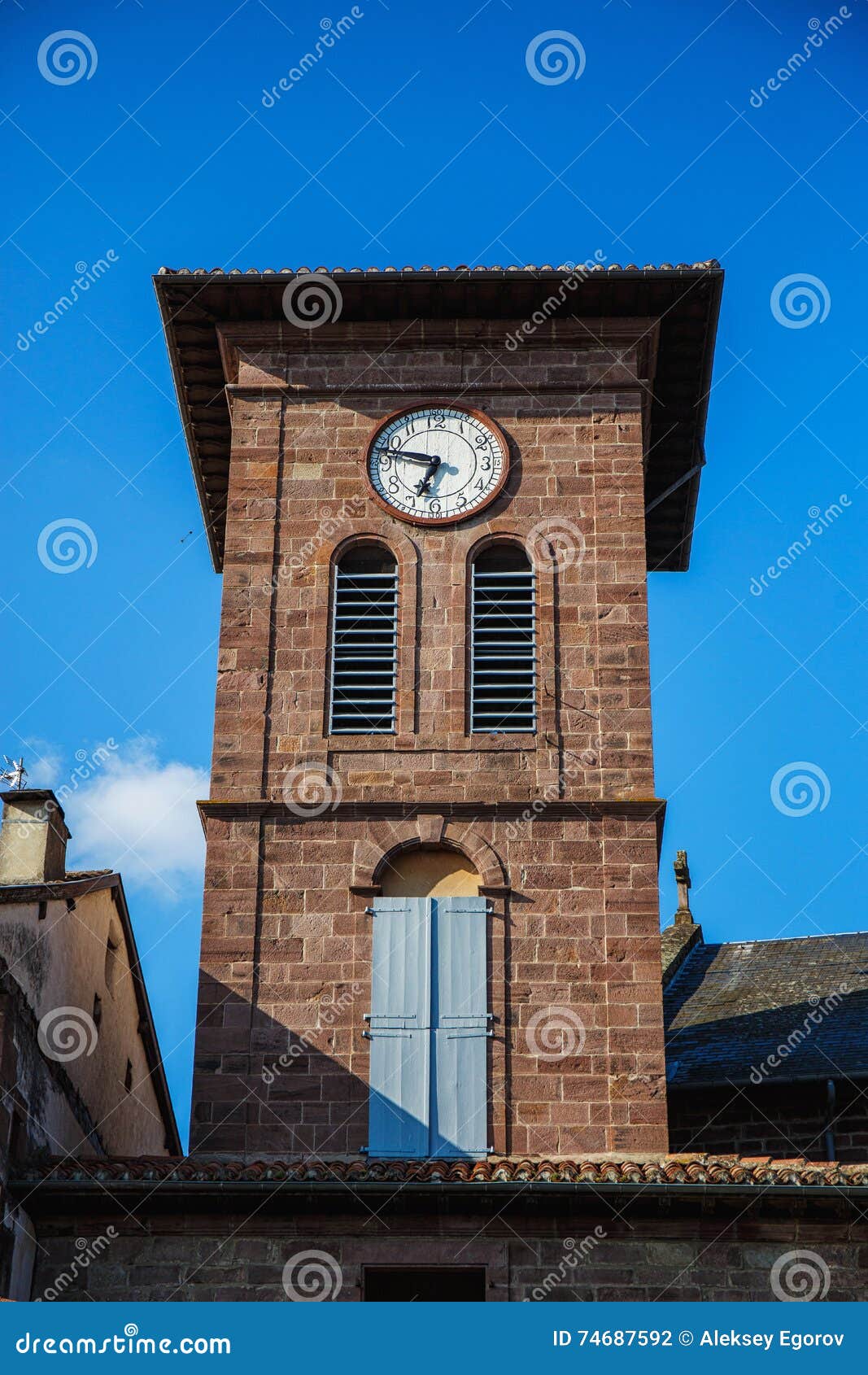 Clock tower in Spain stock photo. Image of travel, vertical - 74687592