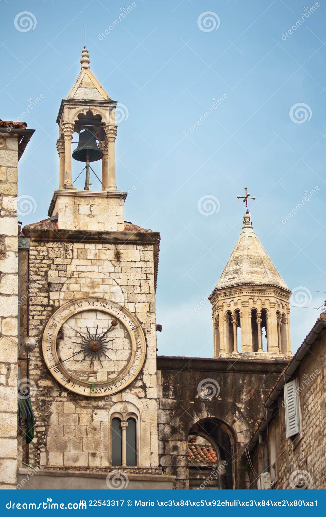 Clock tower in Split stock image. Image of town, palace - 22543317