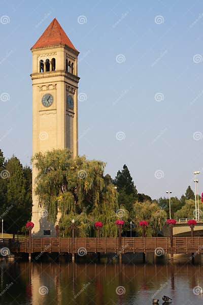 The Clock Tower in Spokane, Wa Stock Photo - Image of tower, tourist ...