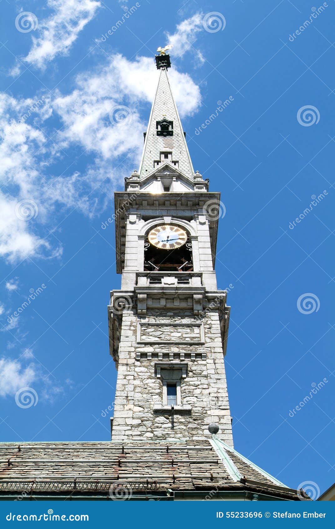 Clock tower in St. Moritz stock photo. Image of tower - 55233696