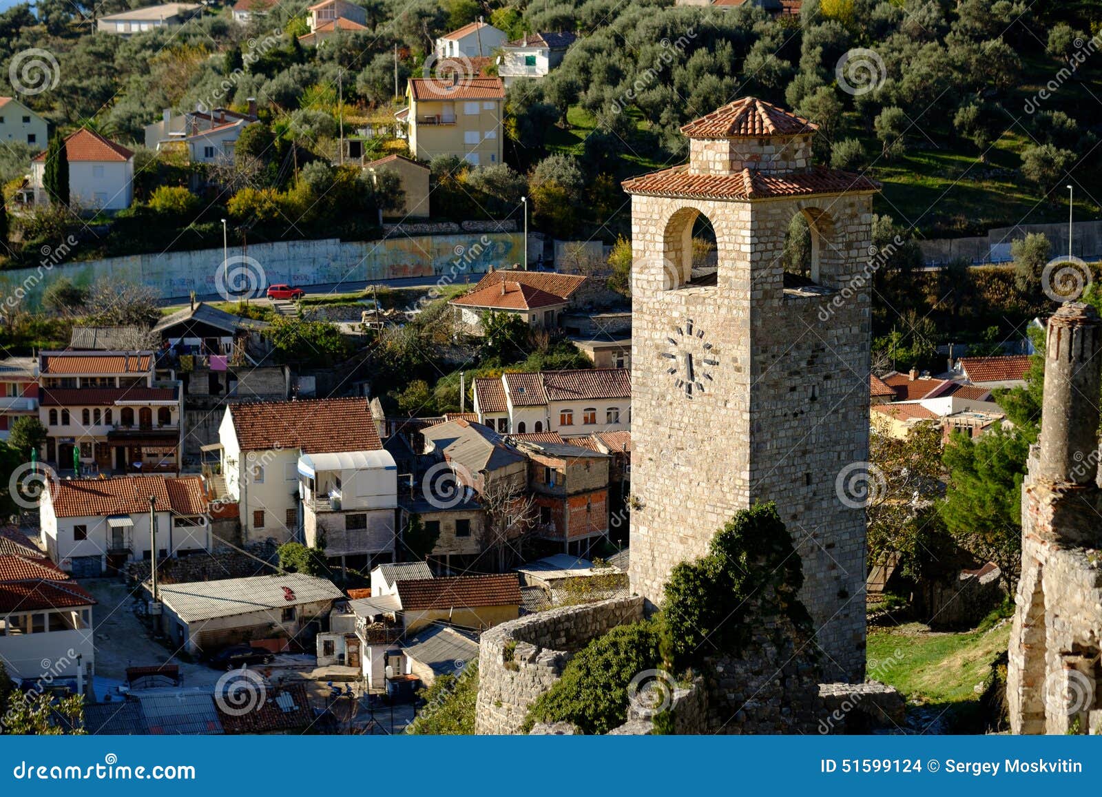 Clock Tower in Stari Grad Bar, Montenegro Stock Photo - Image of wall ...