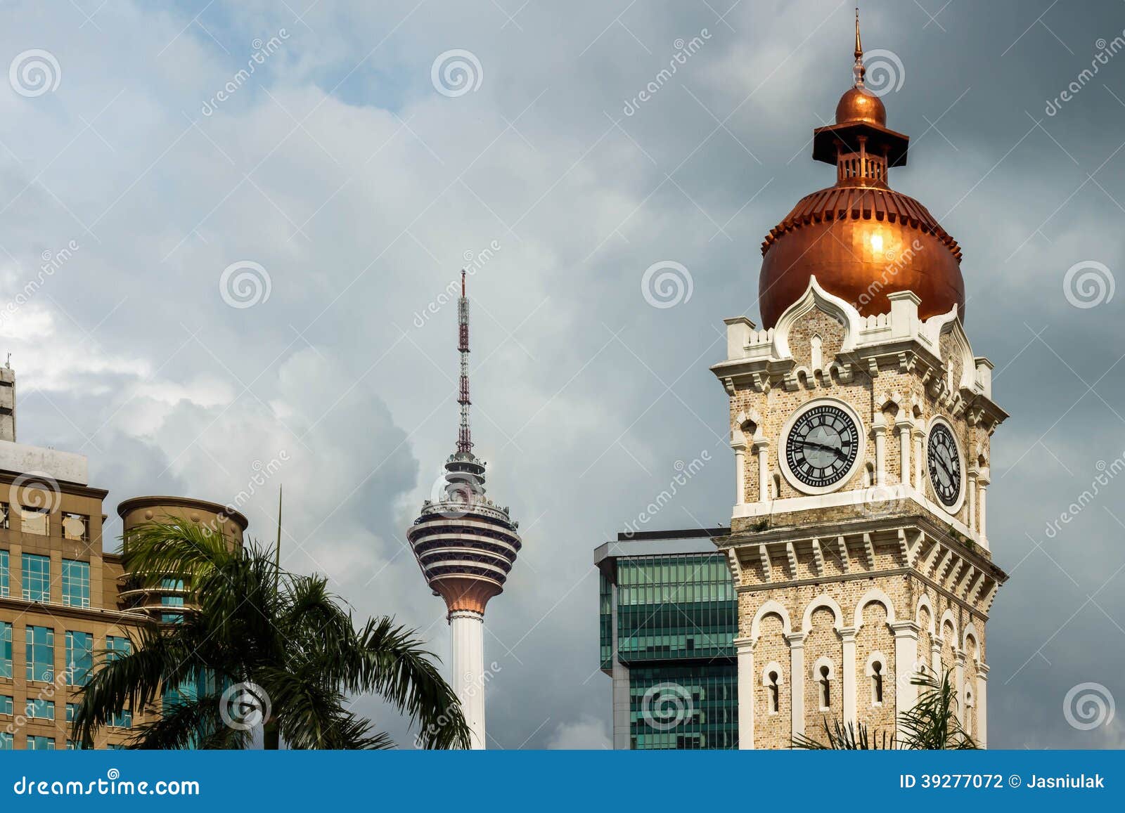 Clock Tower of Sultan Abdul Samad Building and Kuala Lumpur Tower ...