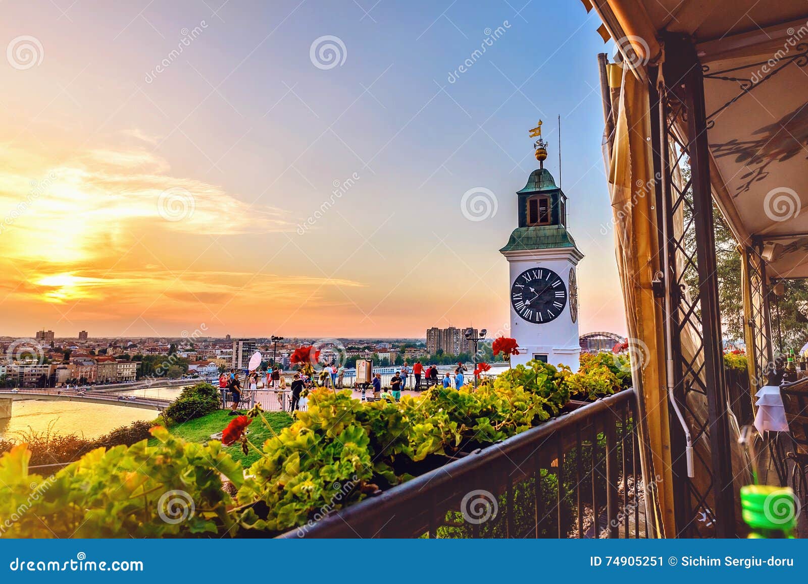 Clock tower at sunset editorial photo. Image of ravenna - 74905251