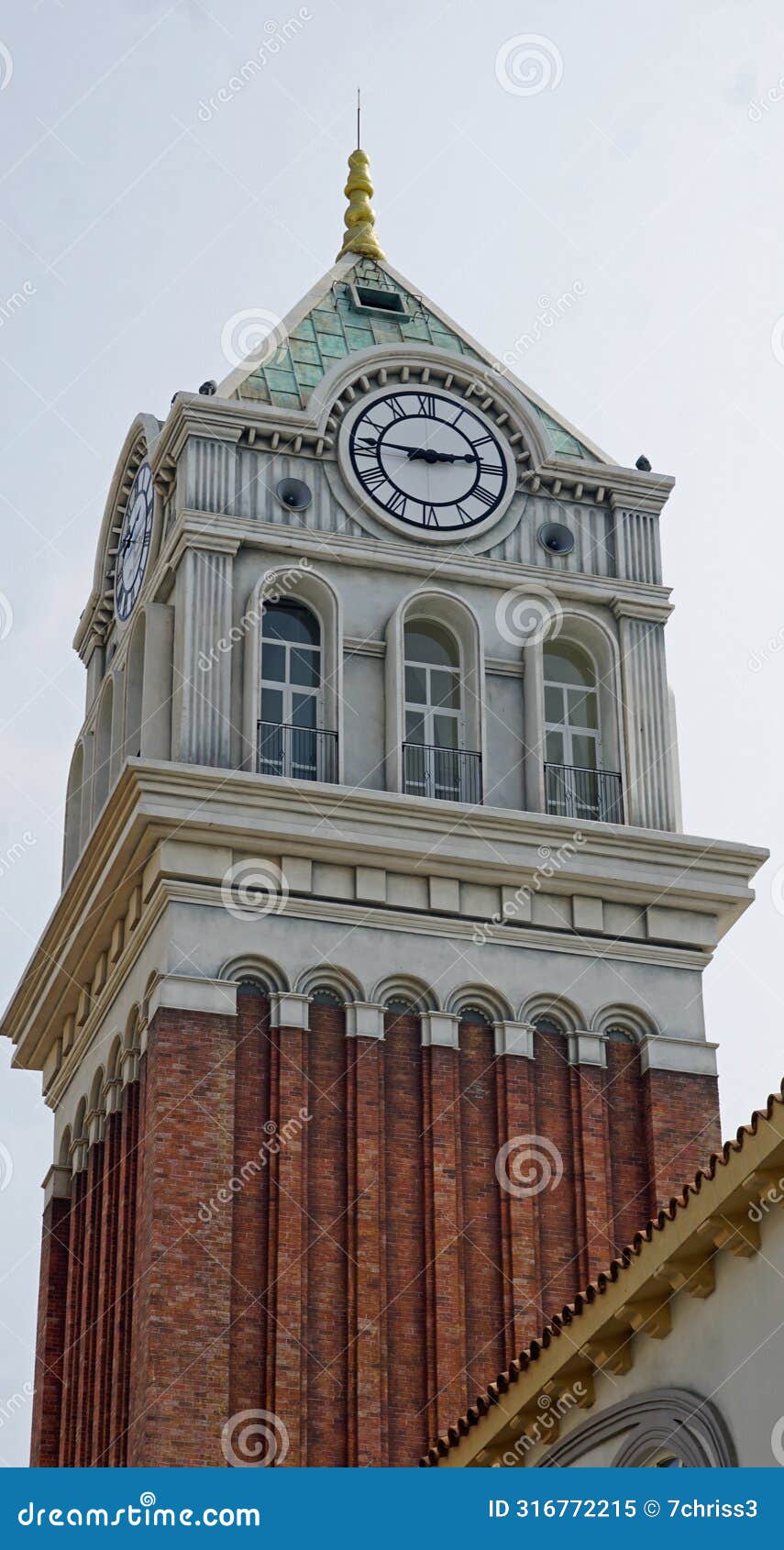 Clock tower at sunset town stock image. Image of build - 316772215