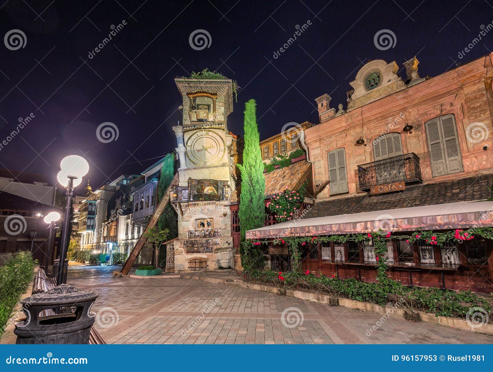 Clock tower Tbilisi stock image. Image of building, blue - 96157953