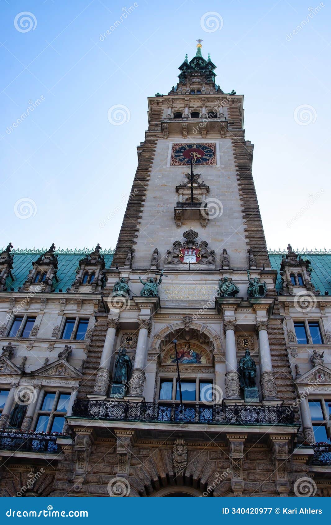 Clock Tower of Town Hall in Hamburg Editorial Photography - Image of ...
