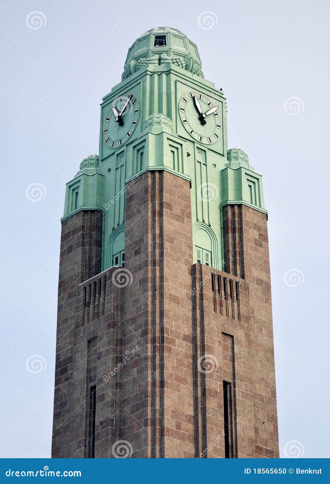 Clock Tower by Train Station in Helsinki Stock Photo - Image of station ...