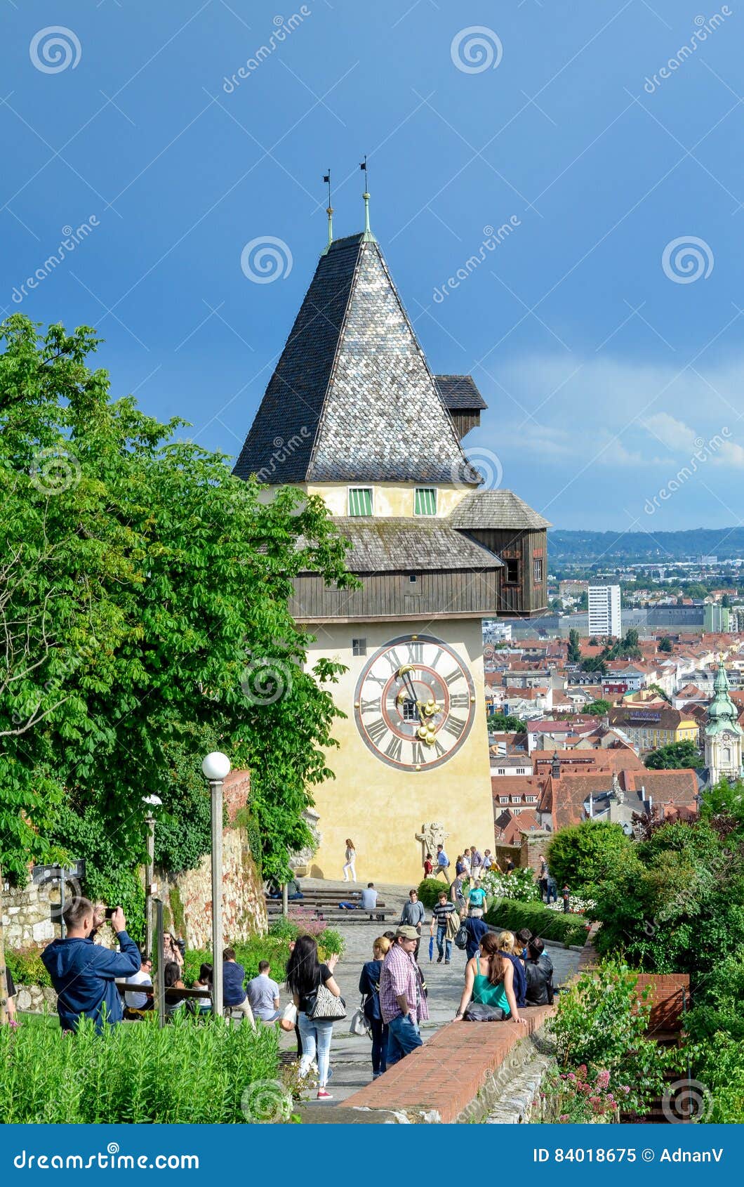 Clock tower Uhrturm Graz editorial image. Image of citadel - 84018675