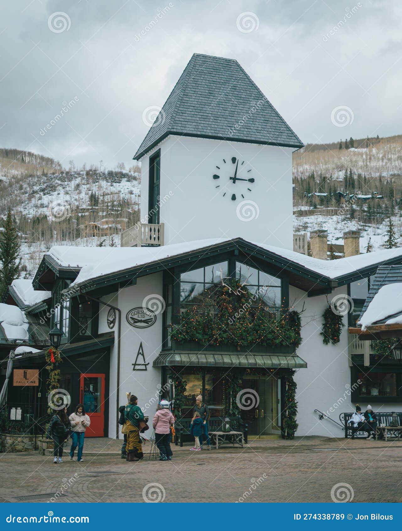 Clock Tower, Vail, Colorado Editorial Stock Image - Image of snow ...