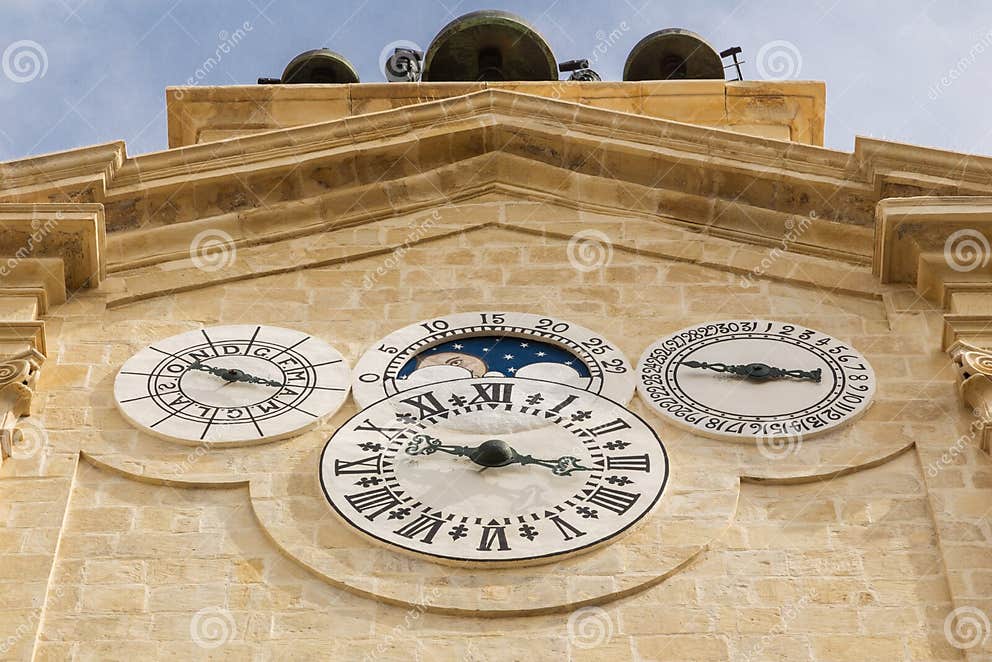 Clock Tower in Valletta, Malta Stock Image - Image of holiday, familiar ...