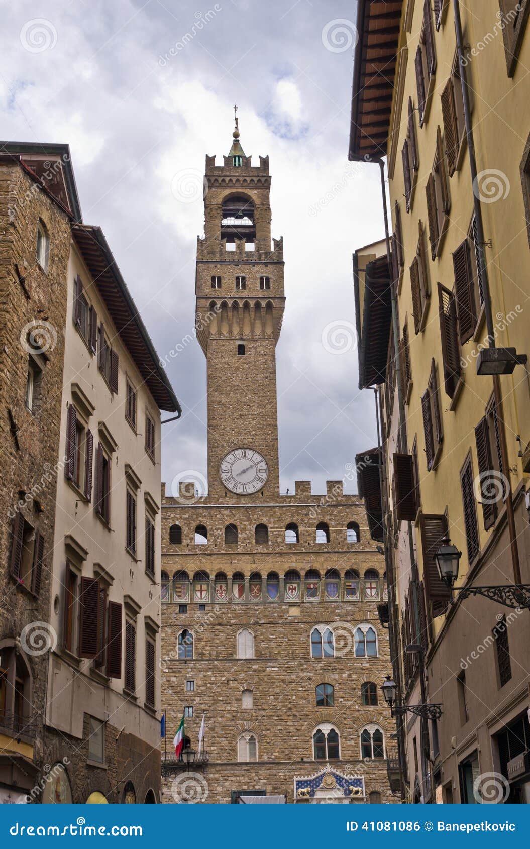 Clock Tower Vecchio Palace Downtown Florence Stock Photos - Free ...