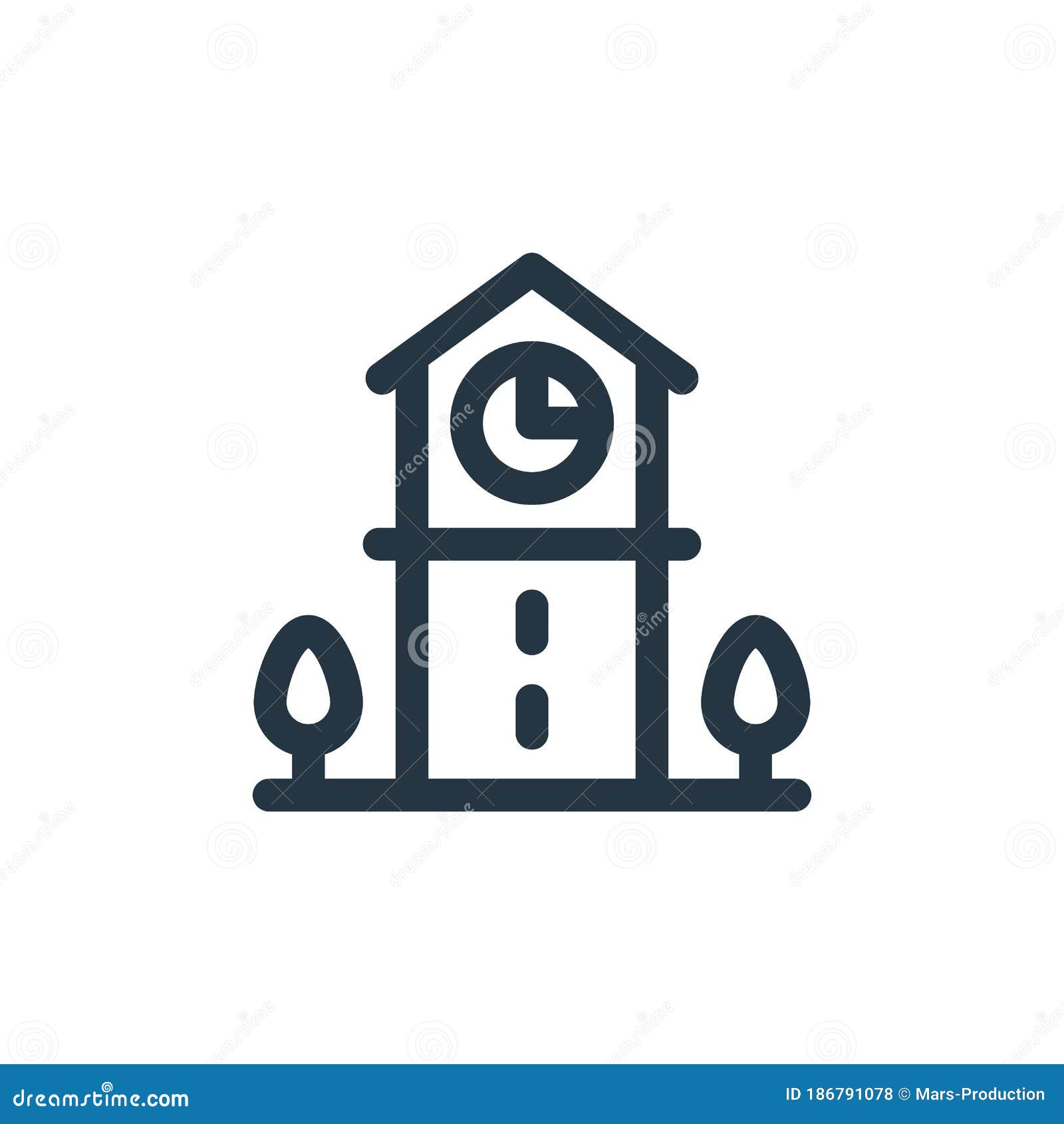 Clock Tower Vector Icon. Clock Tower Editable Stroke Stock Vector ...