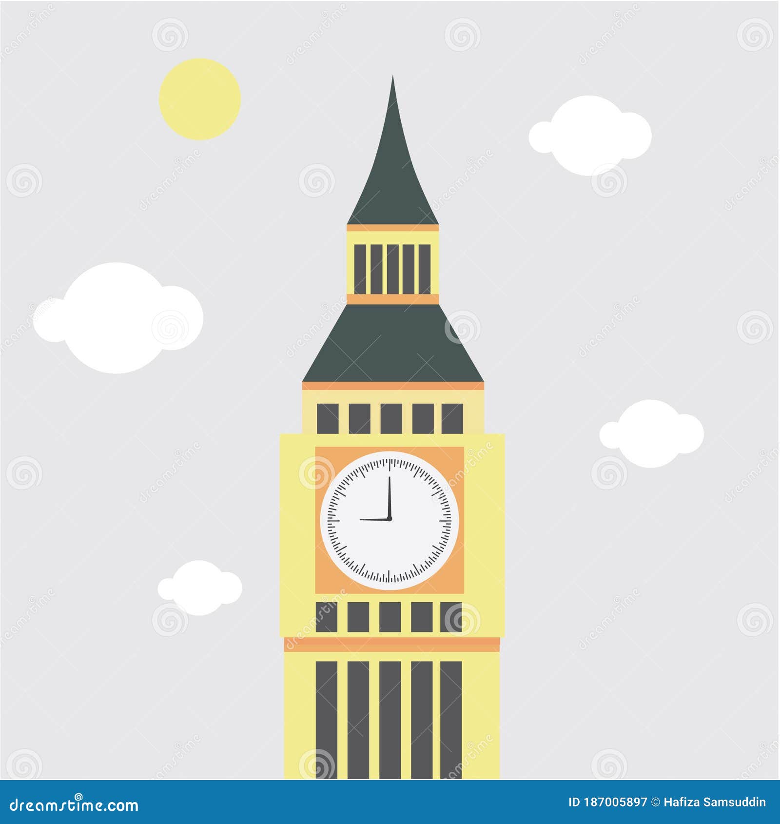 Clock Tower. Vector Illustration Decorative Design Stock Illustration ...