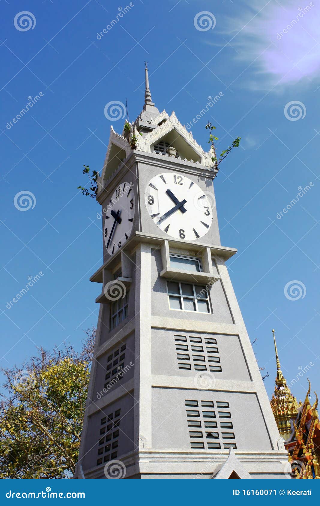 The Clock Tower of Wat Thai. Stock Image - Image of temple, asia: 16160071