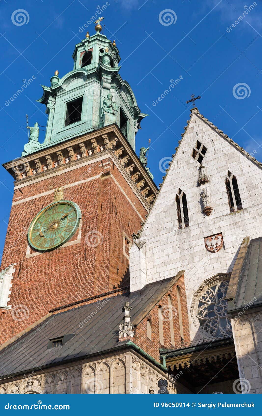 Clock Tower of the Wawel Cathedral in Krakow, Poland. Stock Photo ...