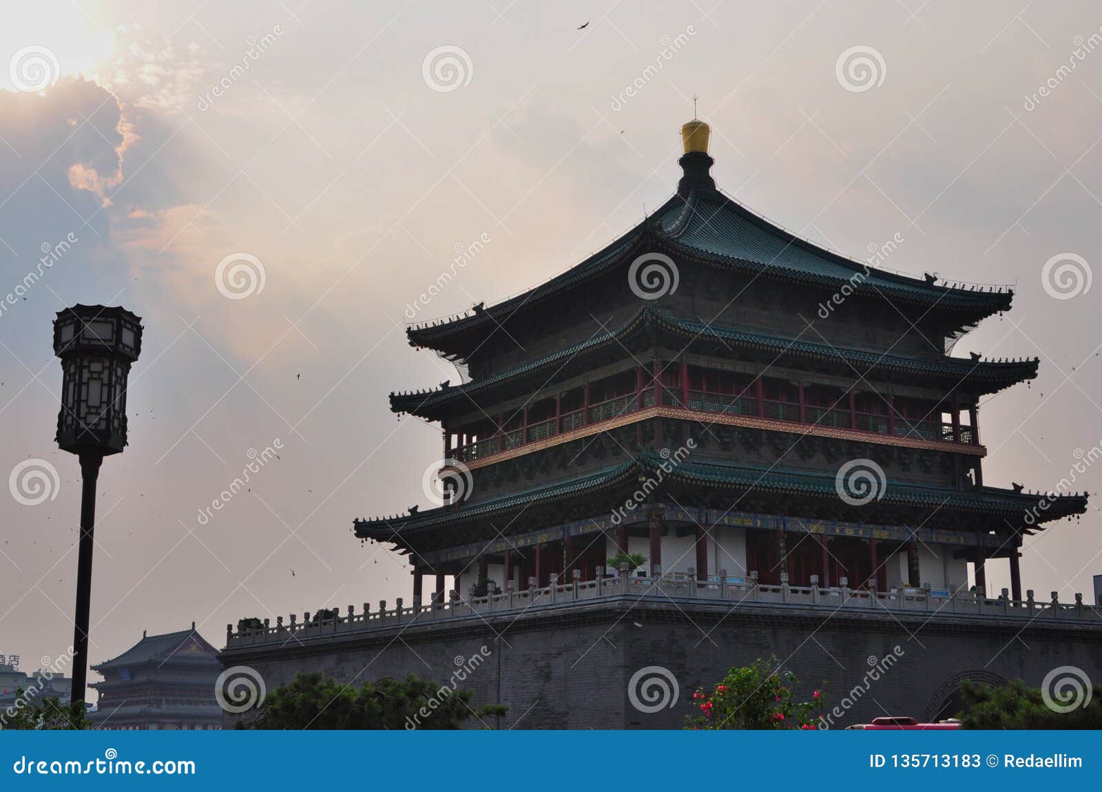 Clock Tower in Xian, Shaanxi, China Stock Image - Image of night ...