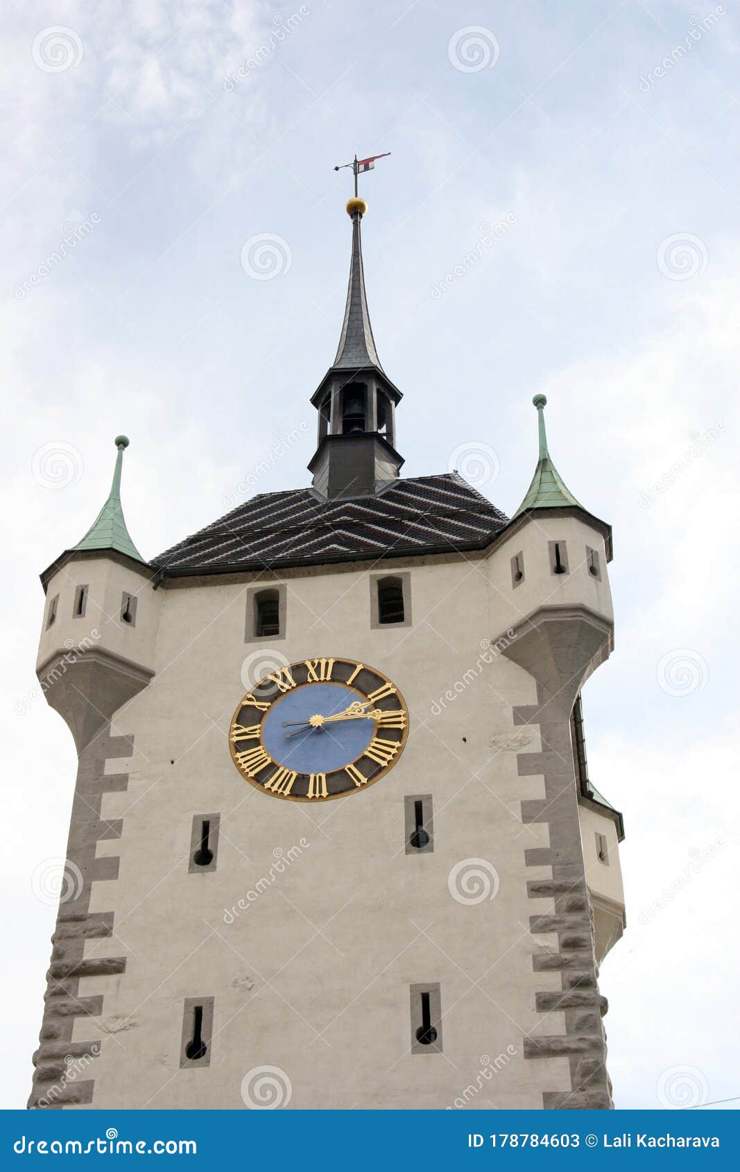 Clock tower in Zurich stock image. Image of switzerland - 178784603