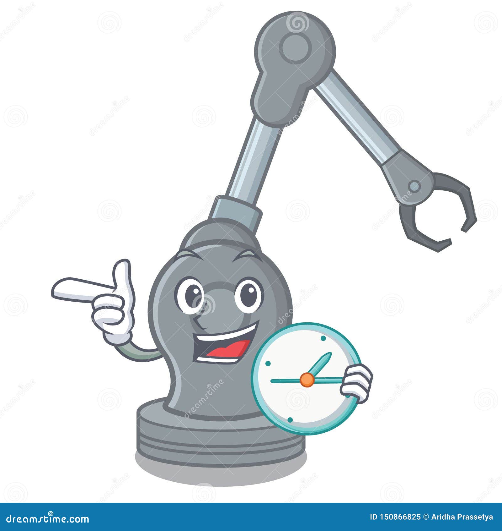 With Clock Toy Robotic Arm Machine on Cartoon Shape Stock Vector ...