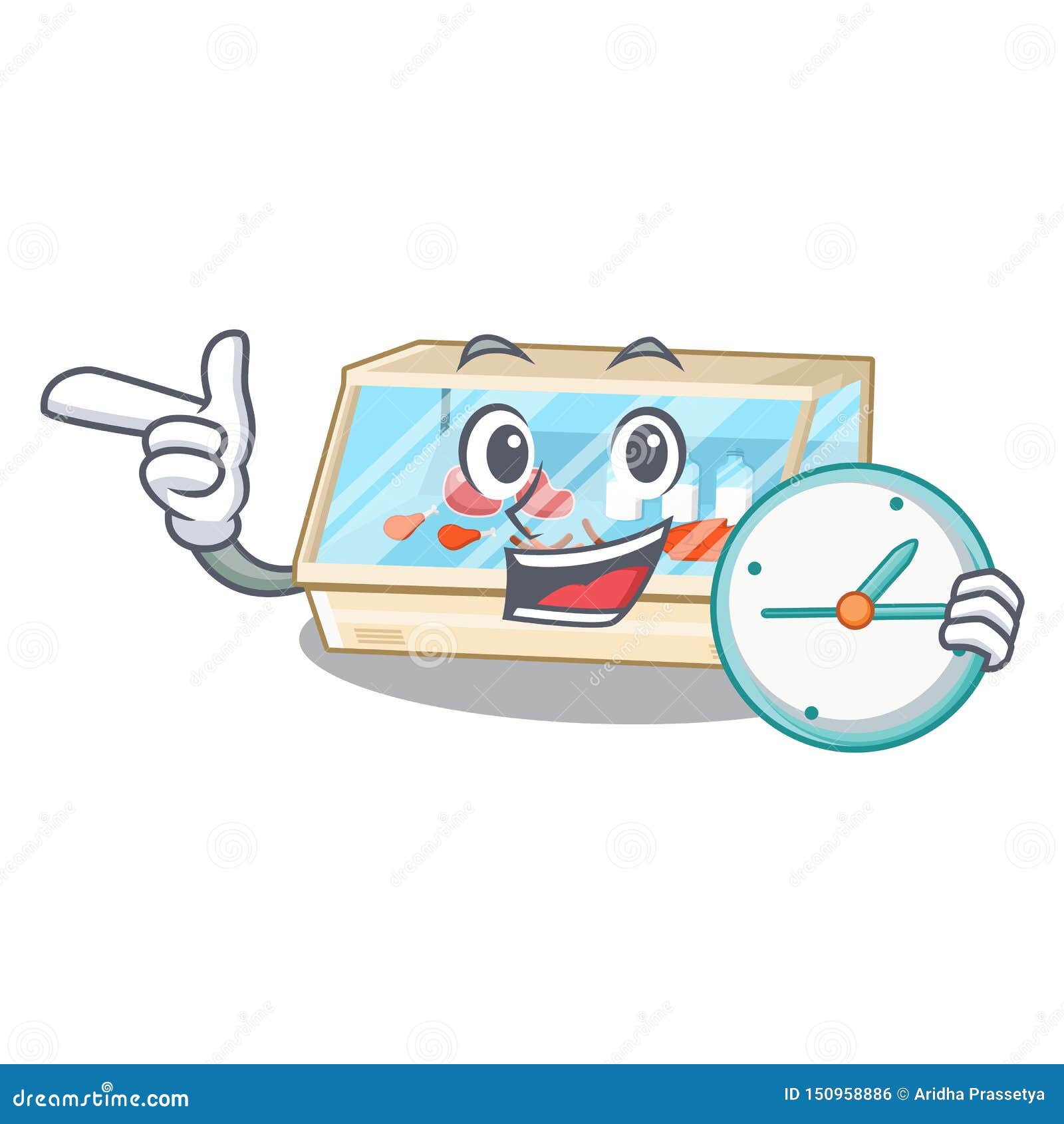 With Clock Trade Counter Next To Cartoon Tables Stock Vector ...