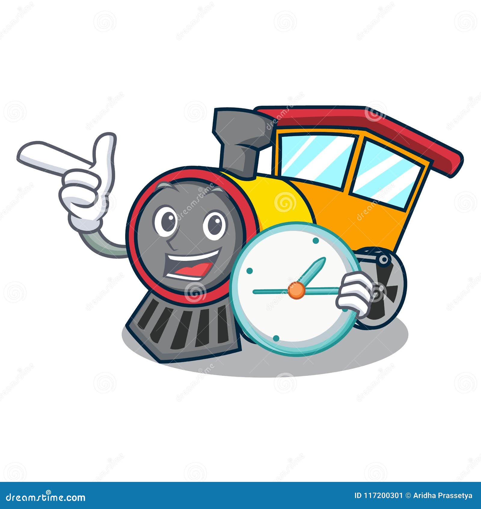 With Clock Train Character Cartoon Style Stock Vector - Illustration of ...