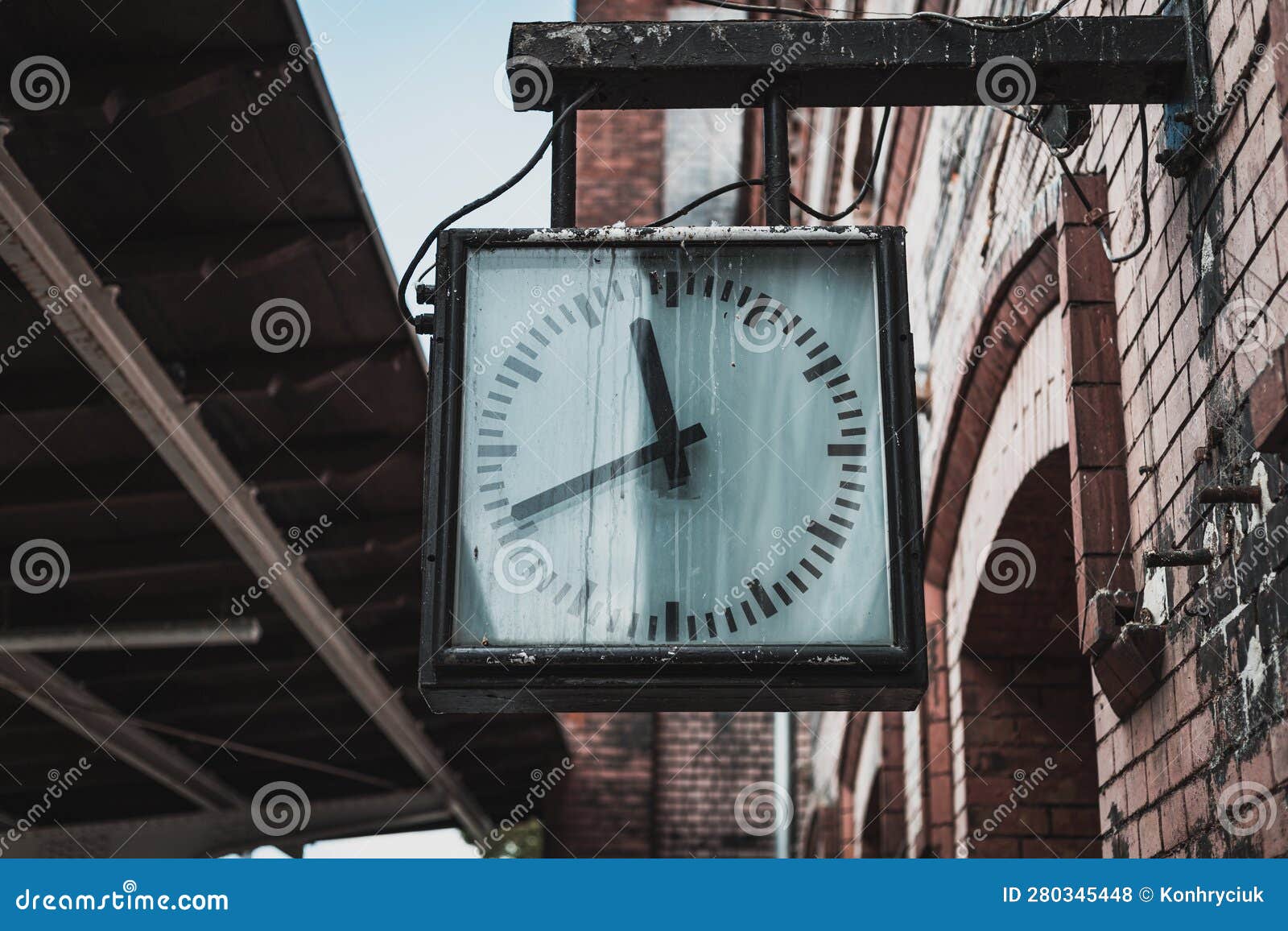 Clock at the train station stock photo. Image of timer - 280345448