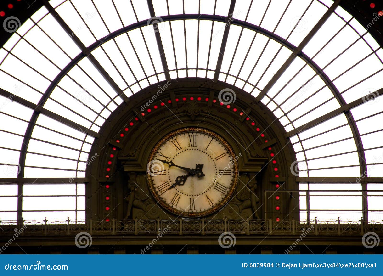 Clock in train station stock photo. Image of hall, station - 6039984