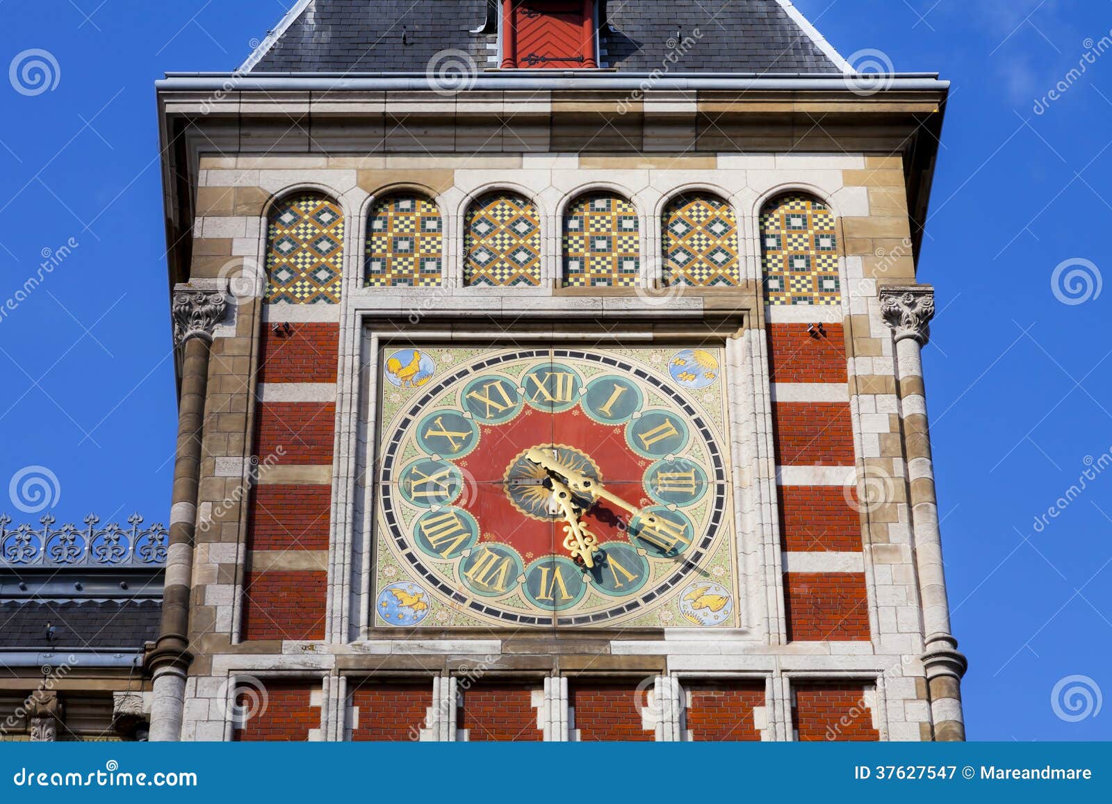 Clock at the Train Station in Amsterdam Stock Image - Image of public ...