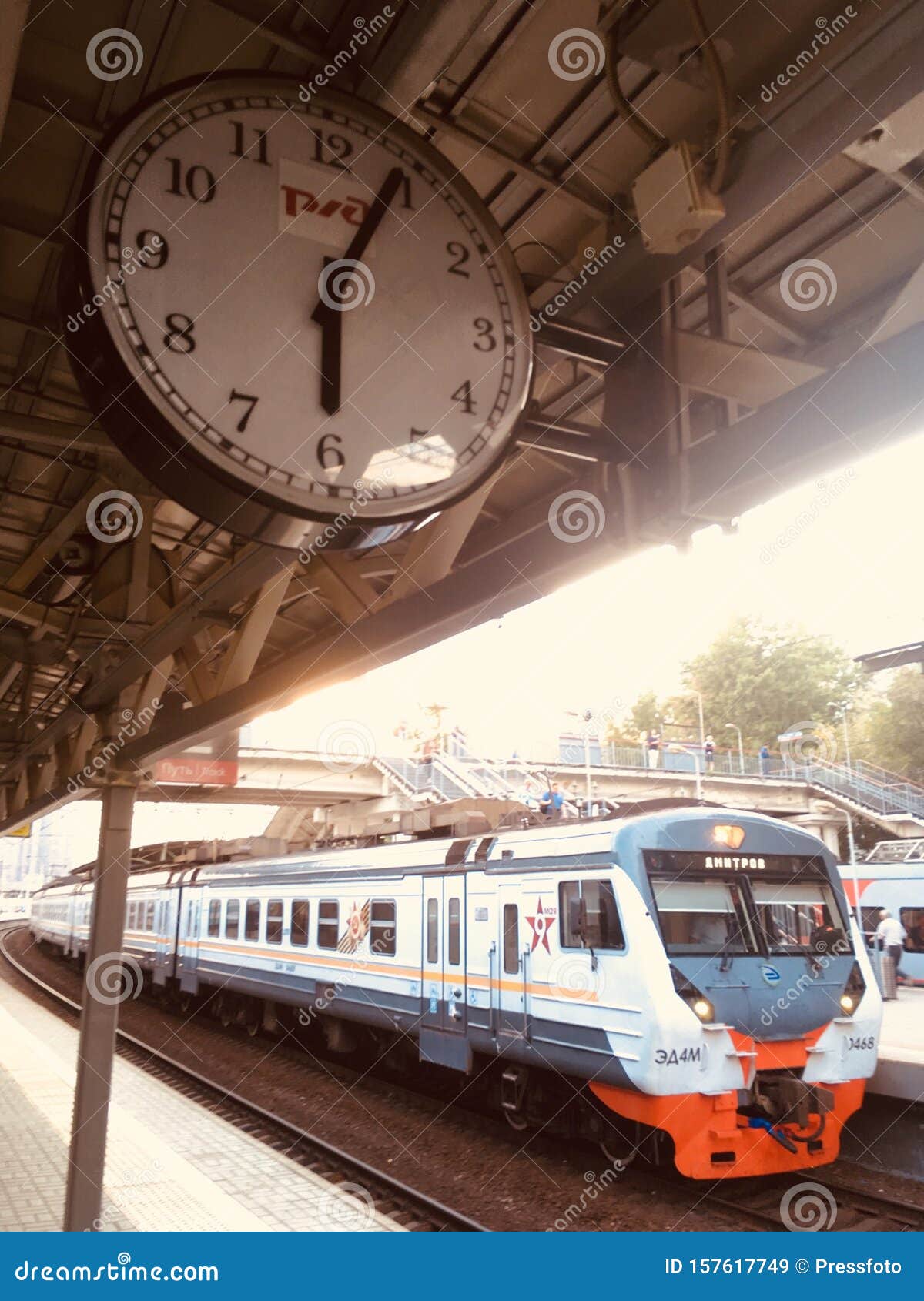 Clock at the train station editorial stock image. Image of concept ...