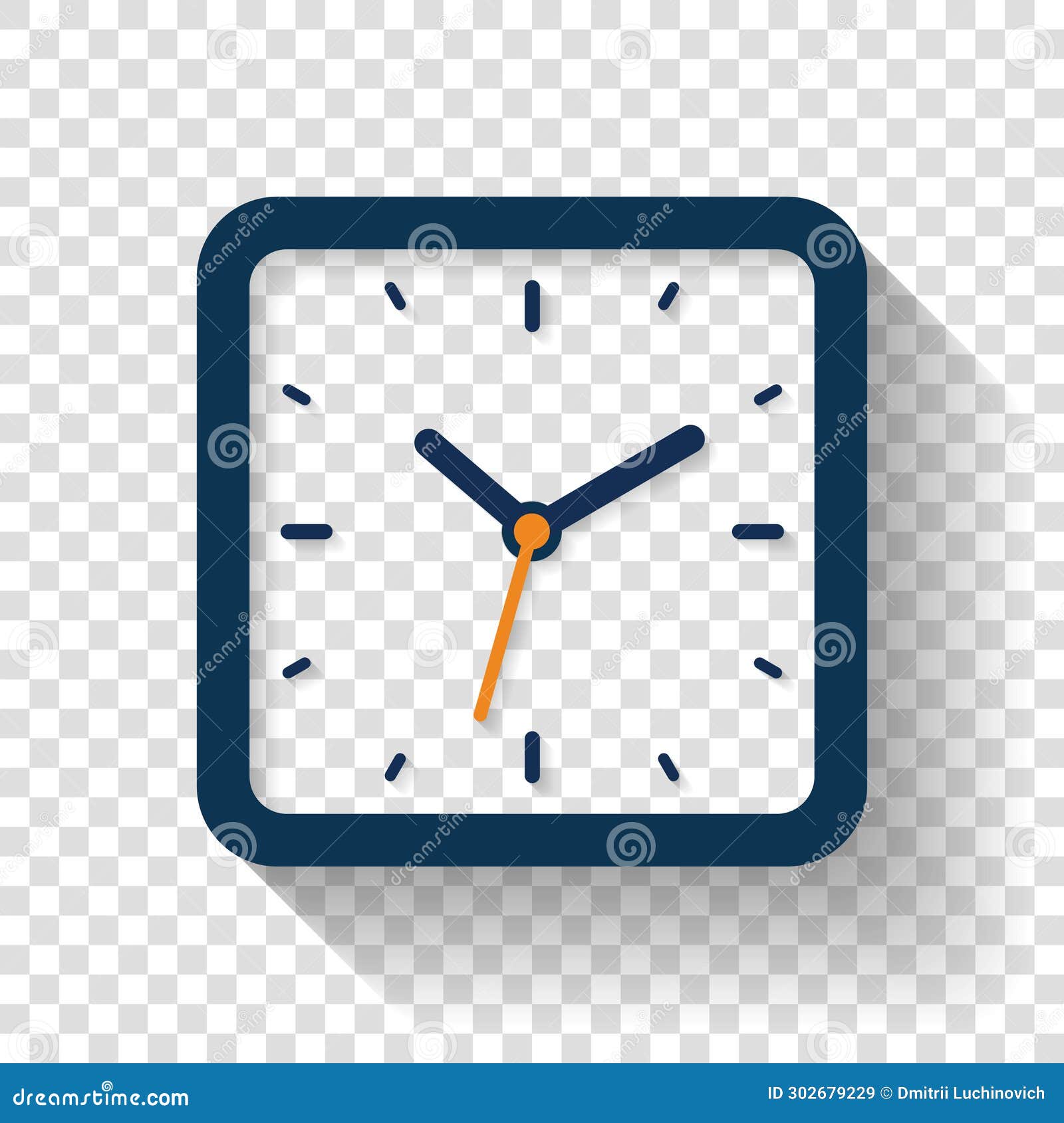 Square Clock Icon in Flat Style, Timer on Transparent Background ...