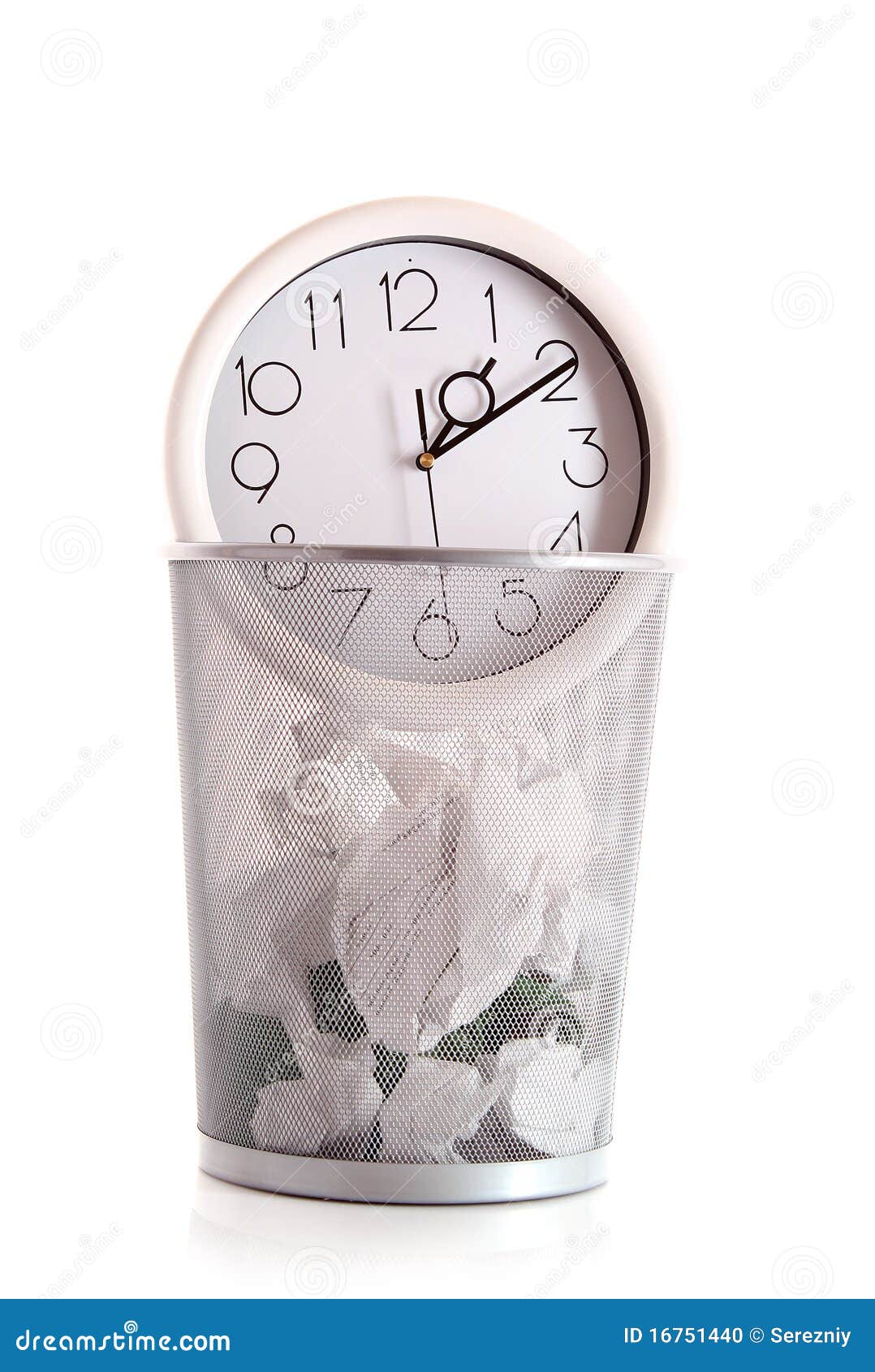 Clock in trash stock photo. Image of container, paper - 16751440