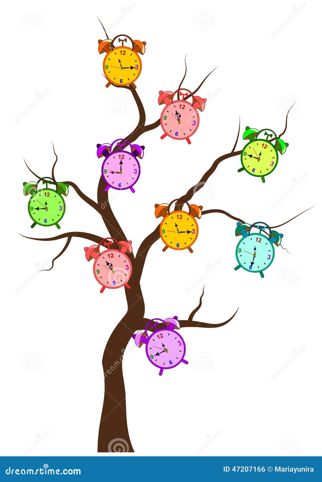 Clock Tree stock illustration. Illustration of scrapbook - 47207166