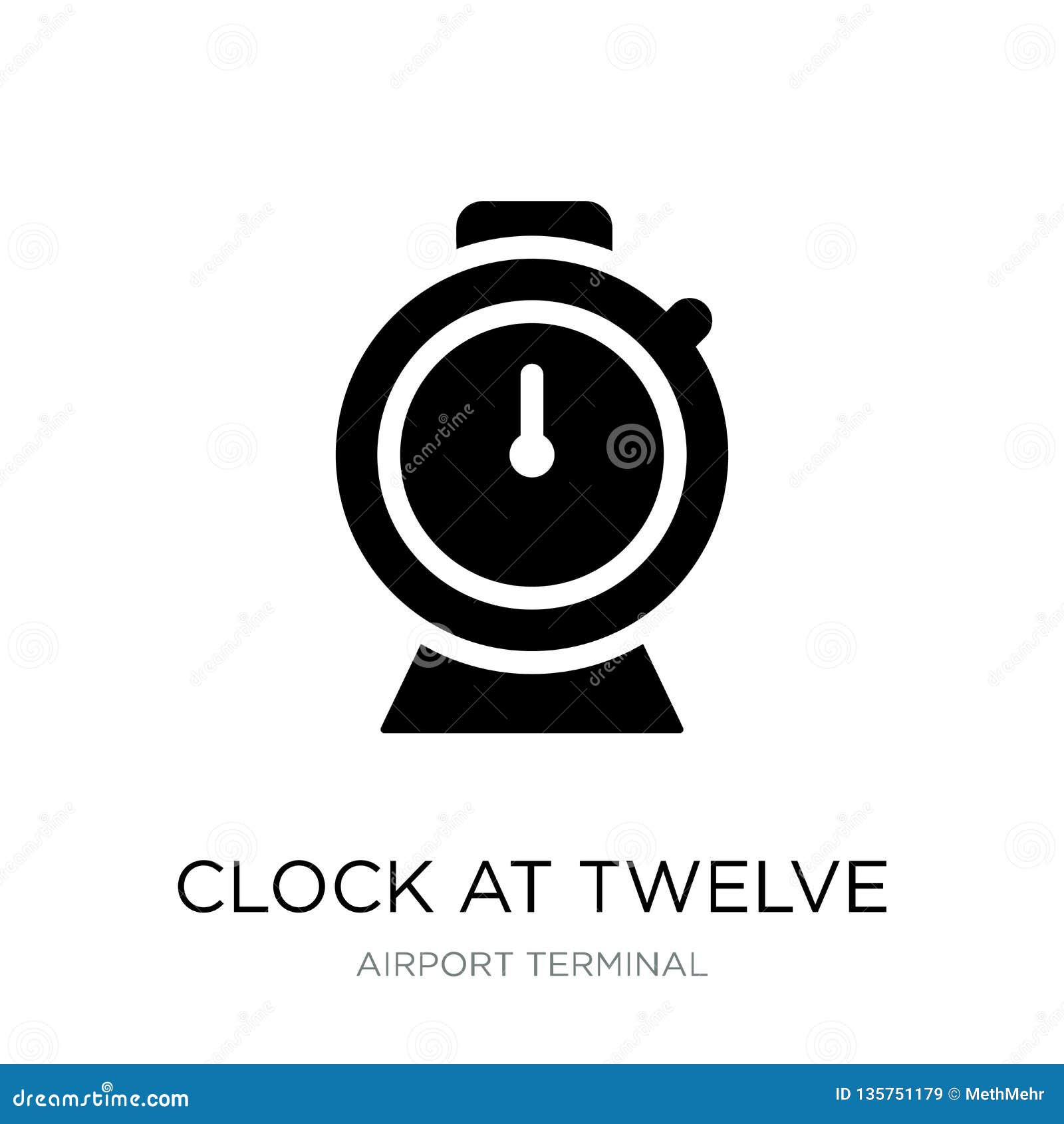 Clock at Twelve O Clock Icon in Trendy Design Style. Clock at Twelve O ...