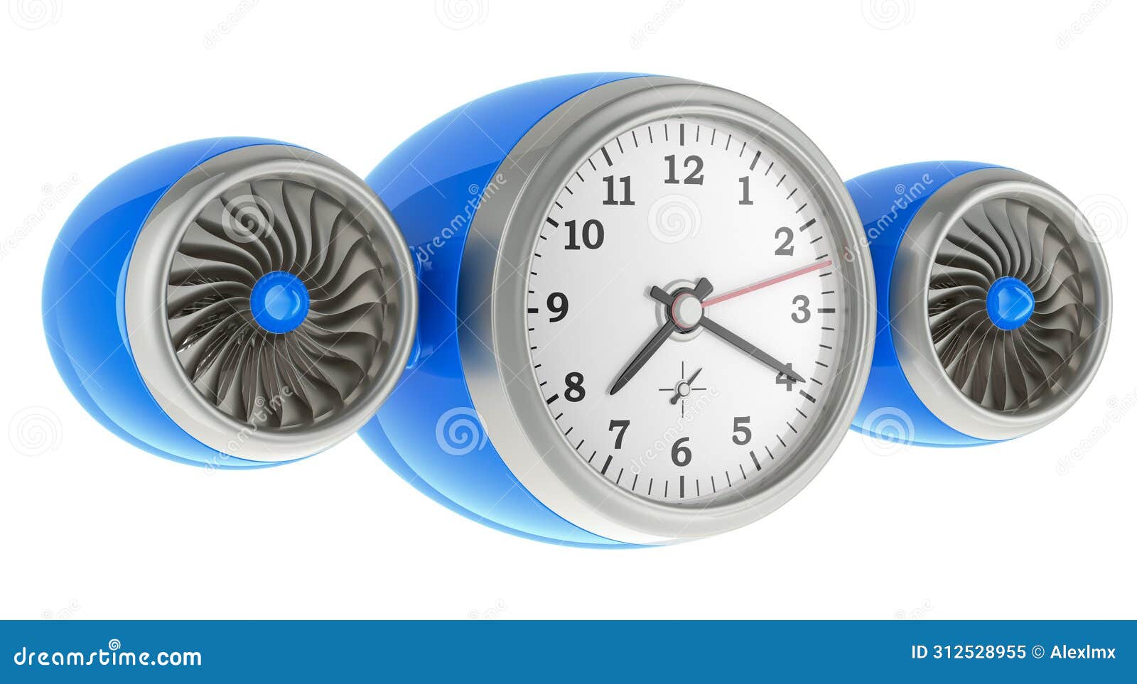 Clock with Two Jet Engines. 3D Rendering Stock Illustration ...