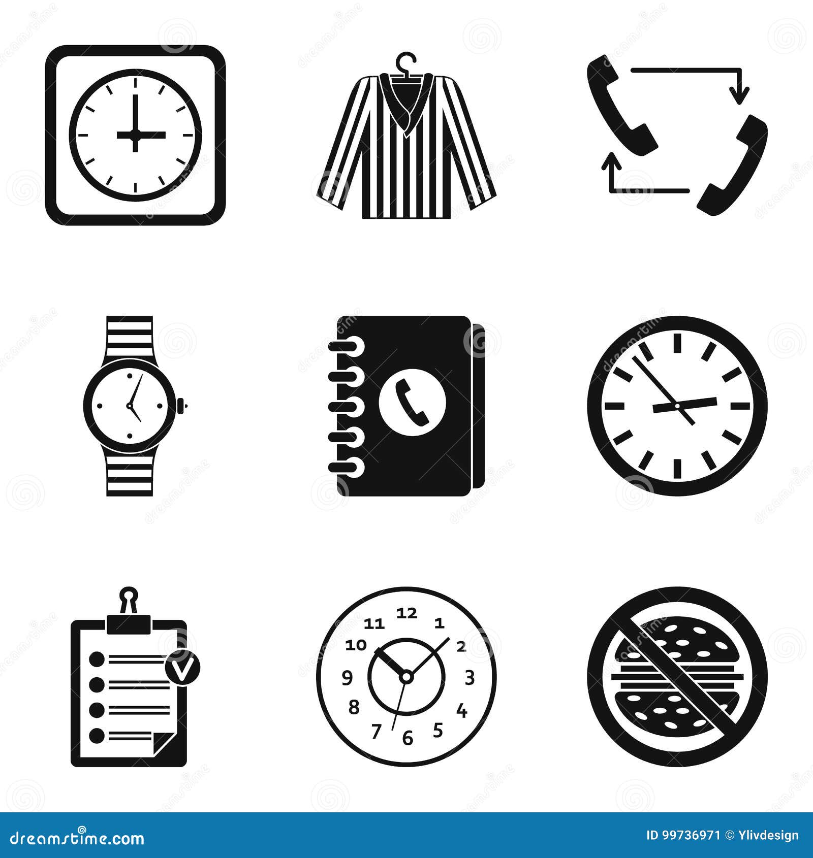 Clock Type Icon Set, Simple Style Stock Vector - Illustration of ...