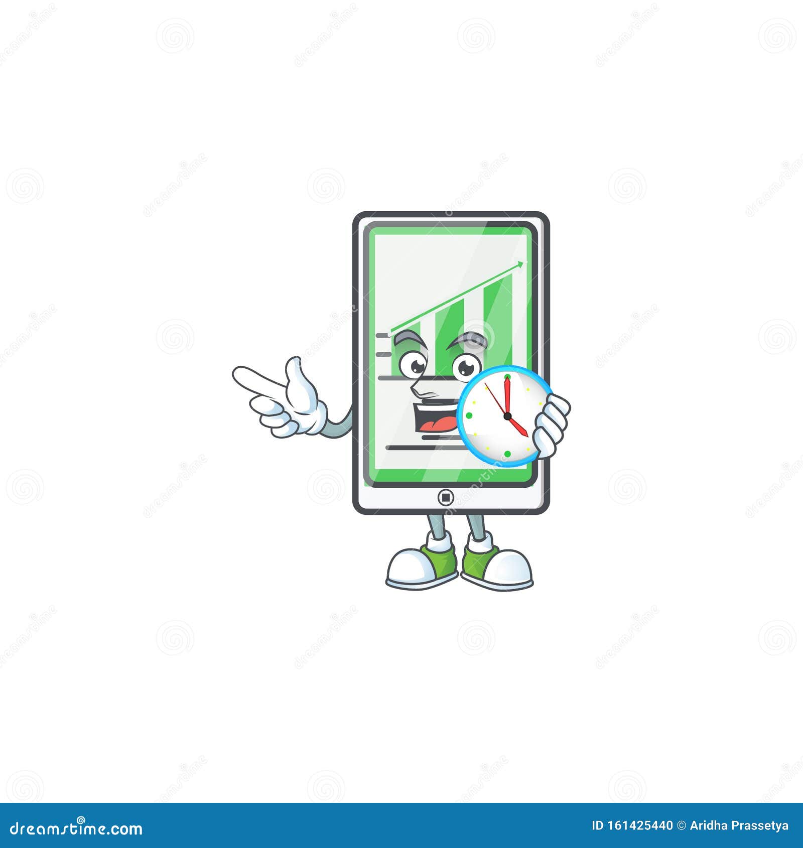With Clock Up Chart Vertical Tablet with Character Stock Vector ...