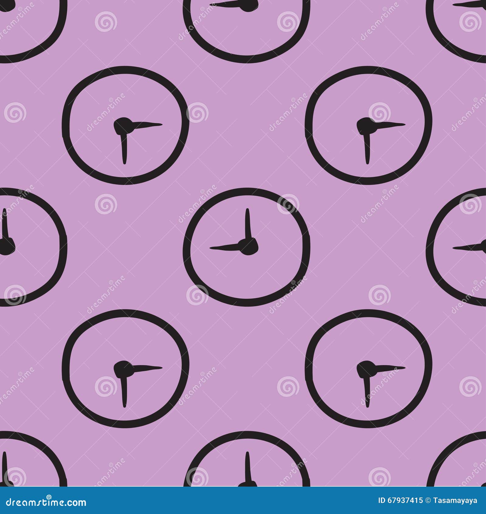 Clock Vector Hand Drawn Illustration Pink Stock Vector - Illustration ...