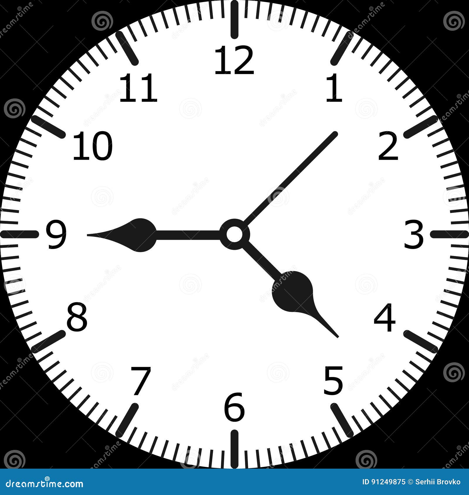 Clock stock vector. Illustration of circle, dial, graphic - 91249875