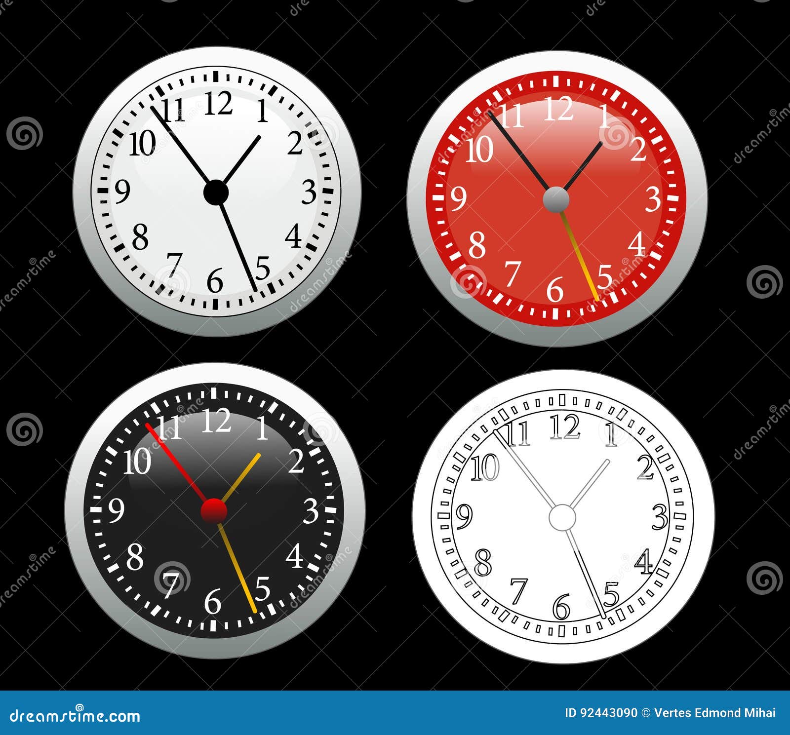 Clock vector illustration stock vector. Illustration of second - 92443090