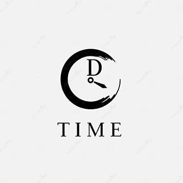 Clock Vector Logo. Time Emblem. D Letter Icon Stock Vector ...