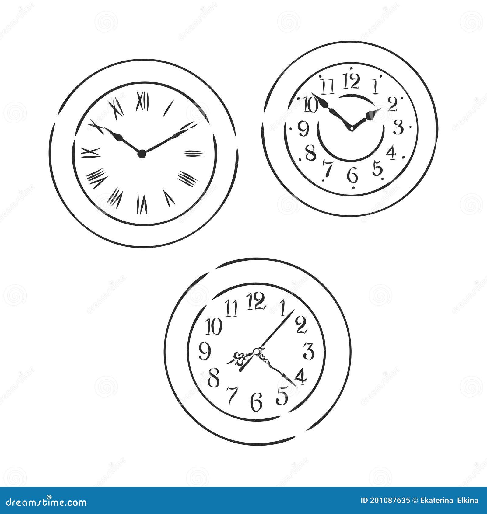 Clock Vector Sketch Illustration. Vector Sketch Illustration - Wall ...