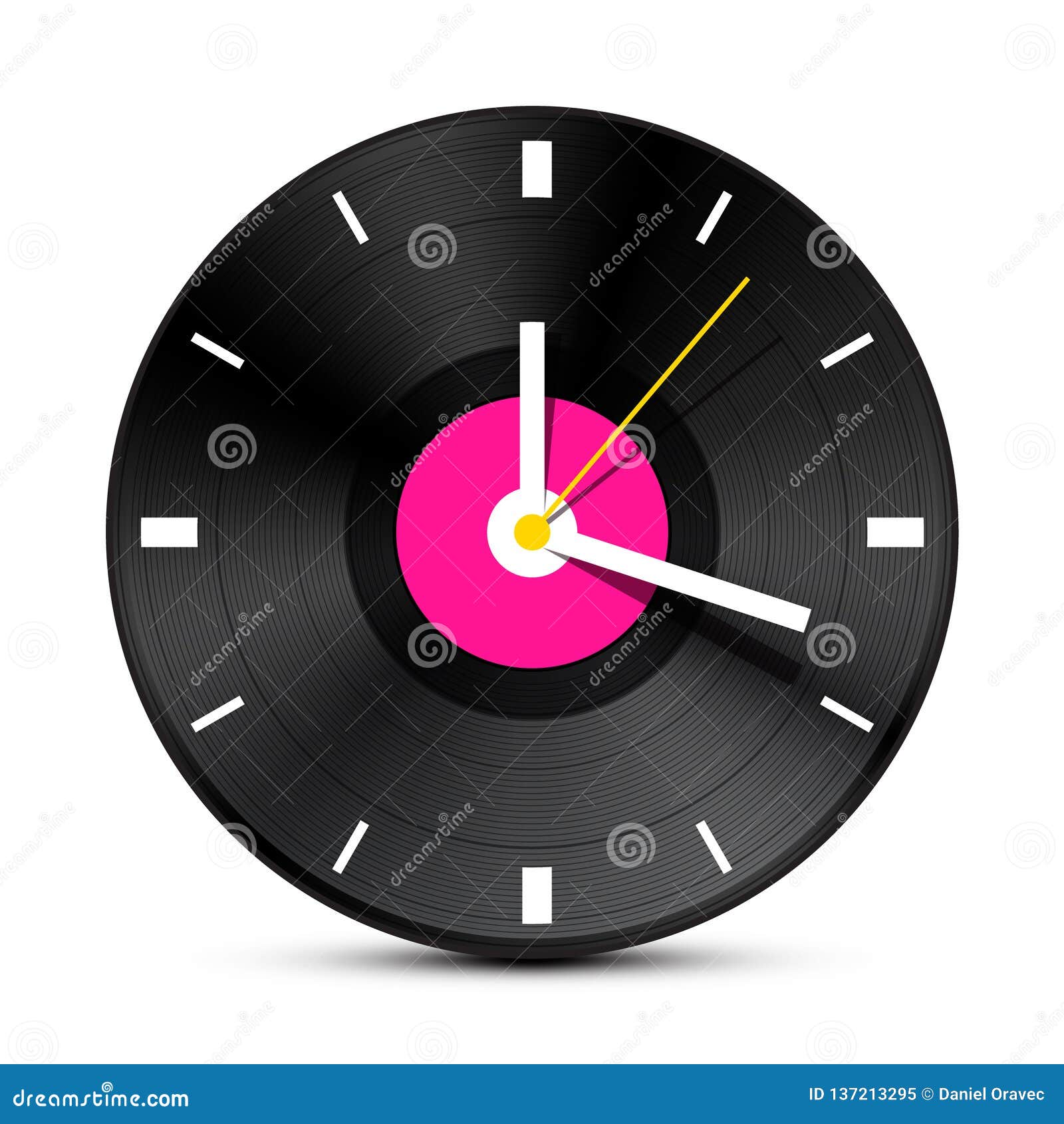 Clock on Vinyl Record LP Disc Isolated on White Background Stock Vector ...
