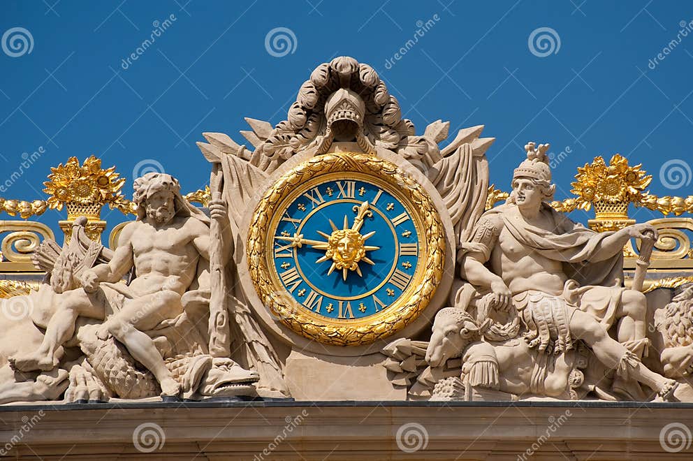 Clock at Versailles palace stock image. Image of french - 13652247