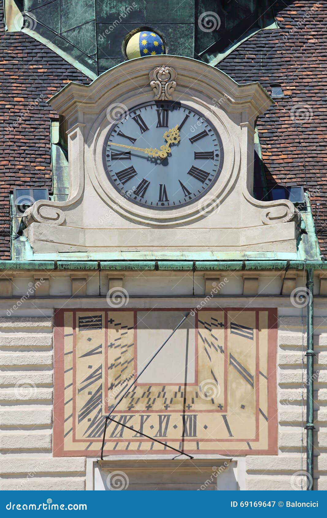 Clock Vienna stock image. Image of landmark, time, doal - 69169647