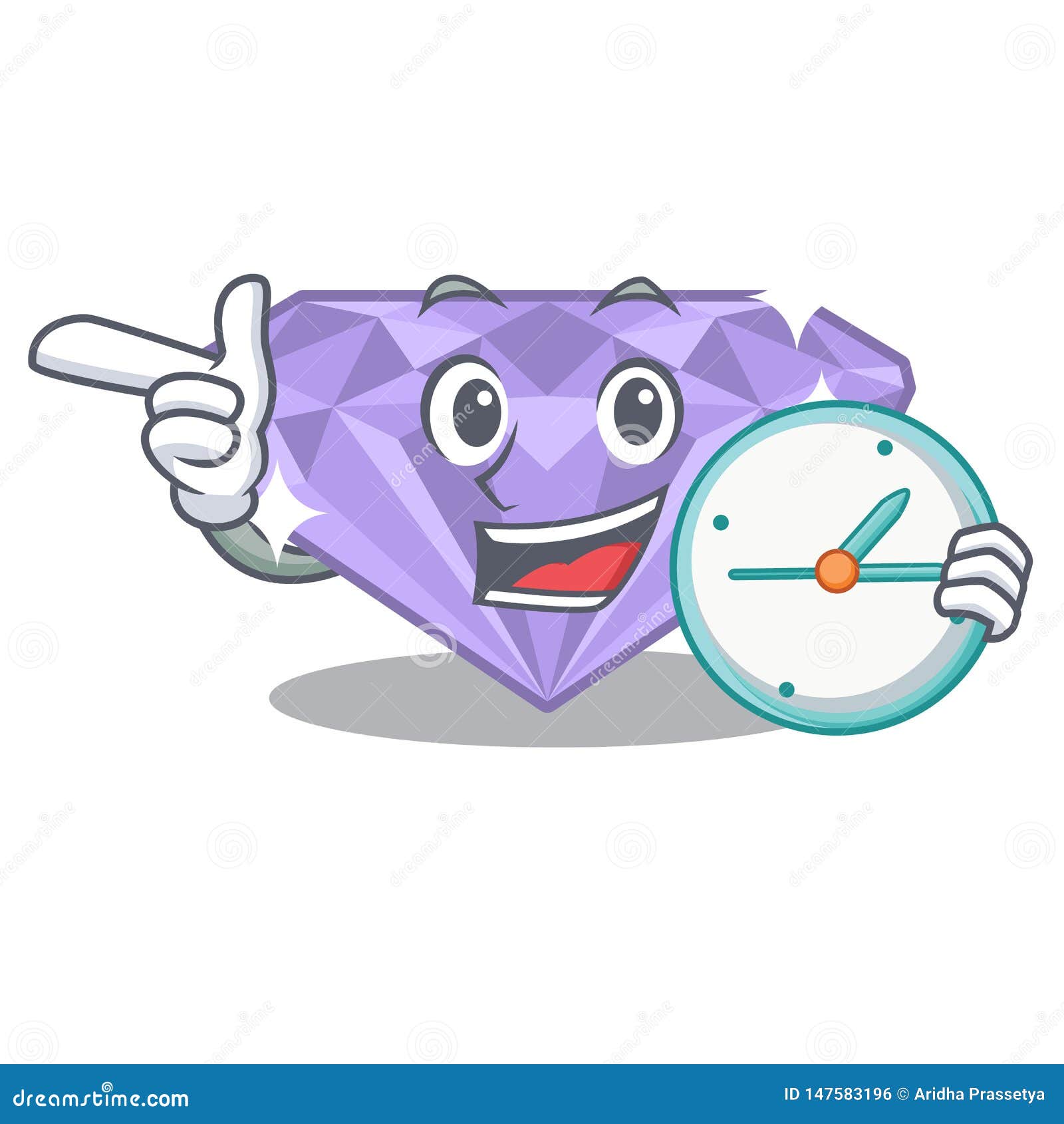 With Clock Violet Diamond Isolated with the Character Stock Vector ...