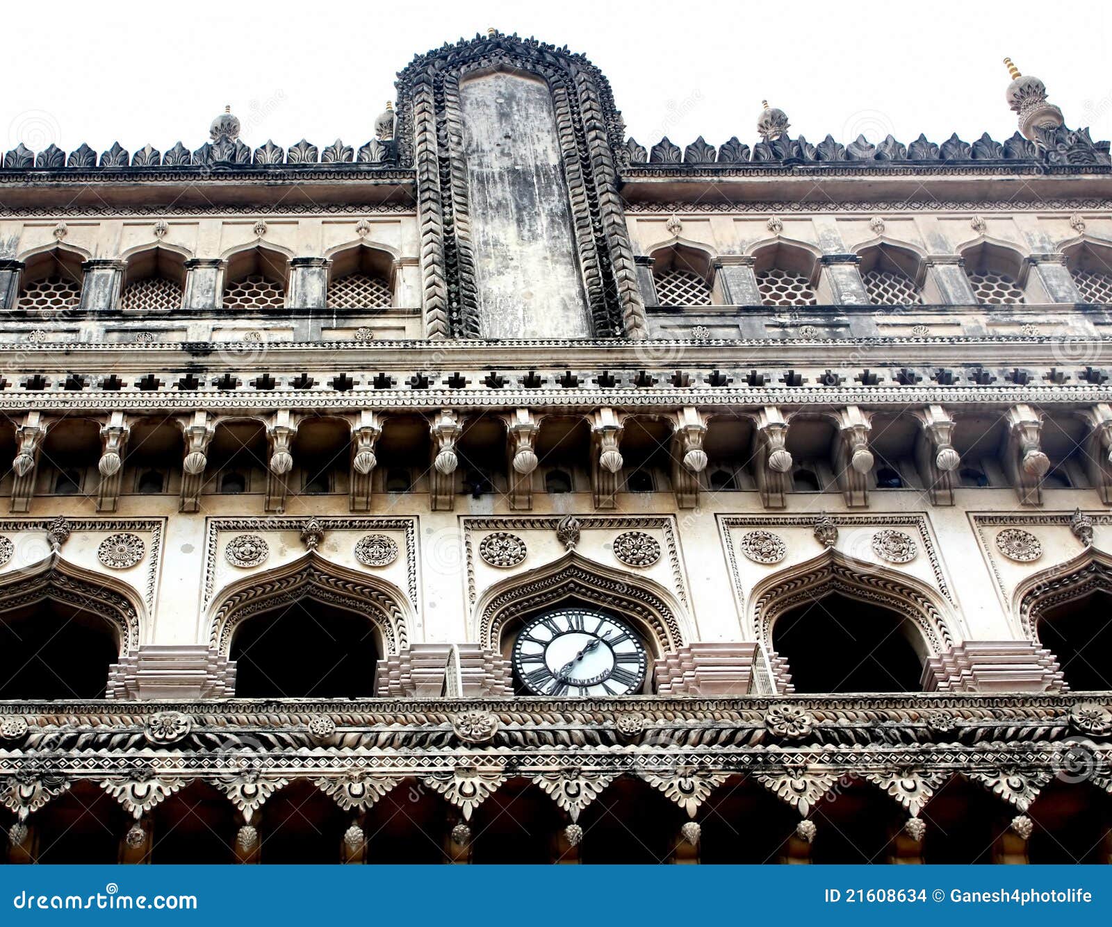 Clock on the Wall of Charminar, India Stock Photo - Image of hyderabad ...