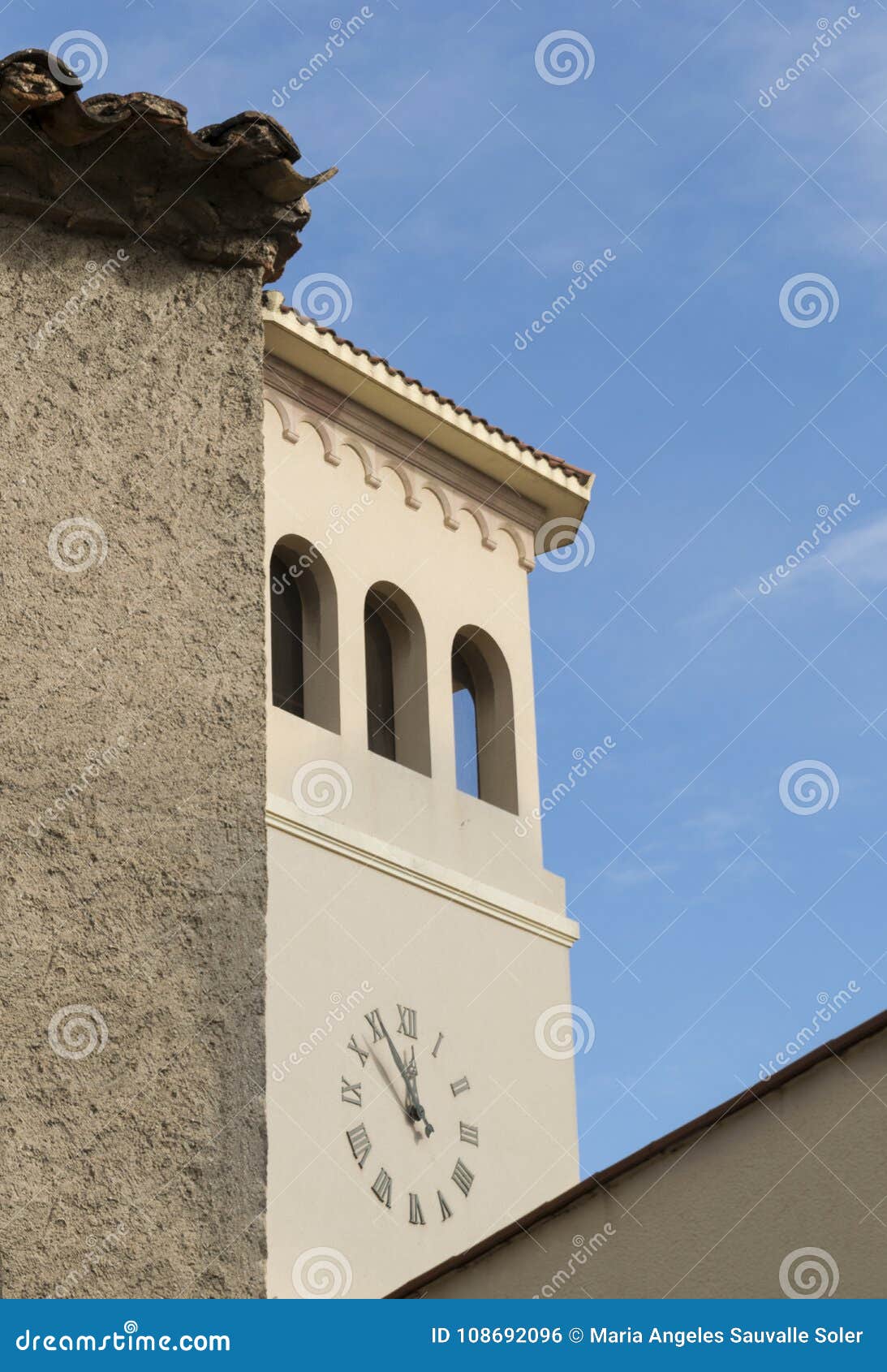 Clock on the Wall of the Church Stock Photo - Image of windows, tower ...