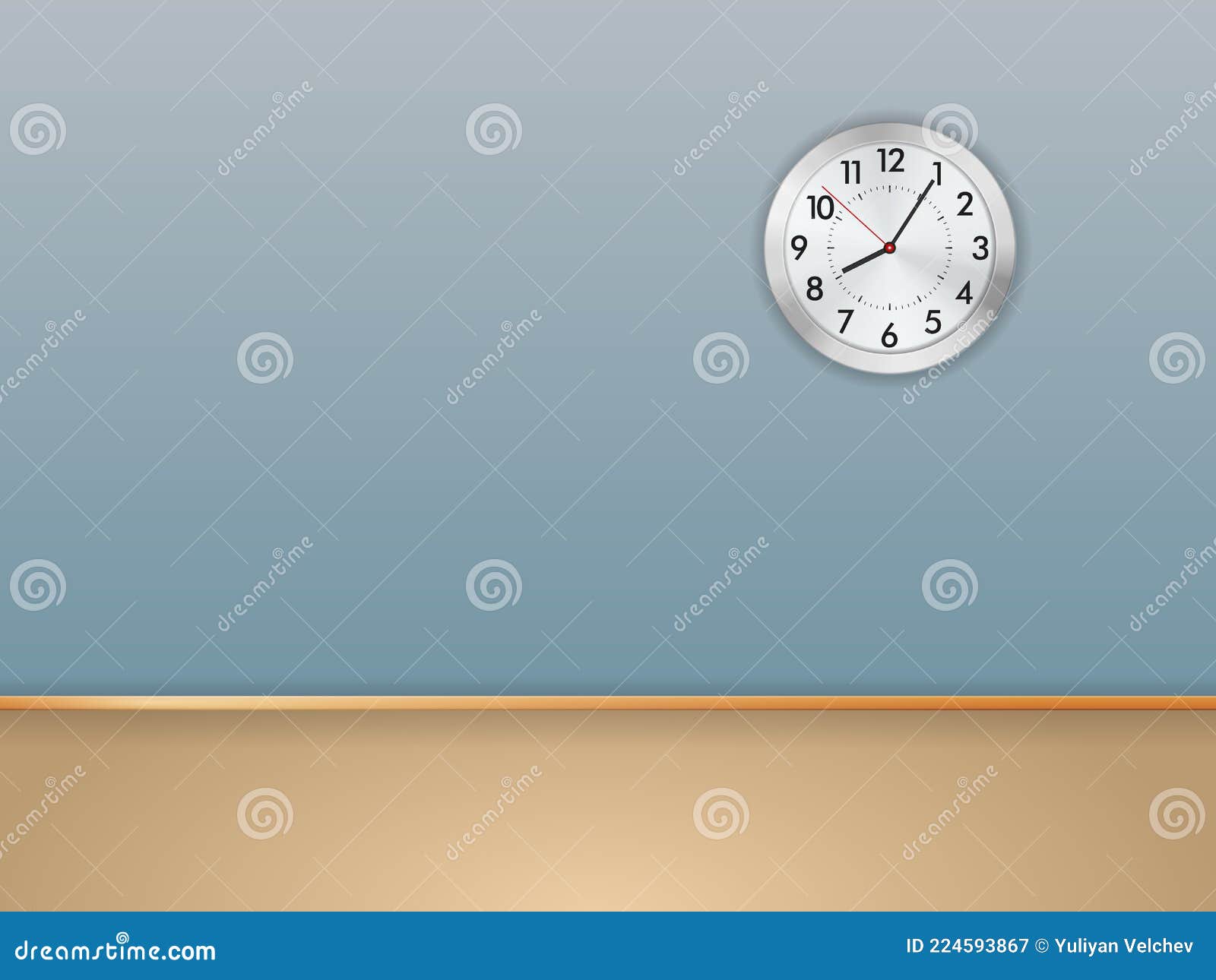 Clock on wall stock vector. Illustration of timepiece - 224593867