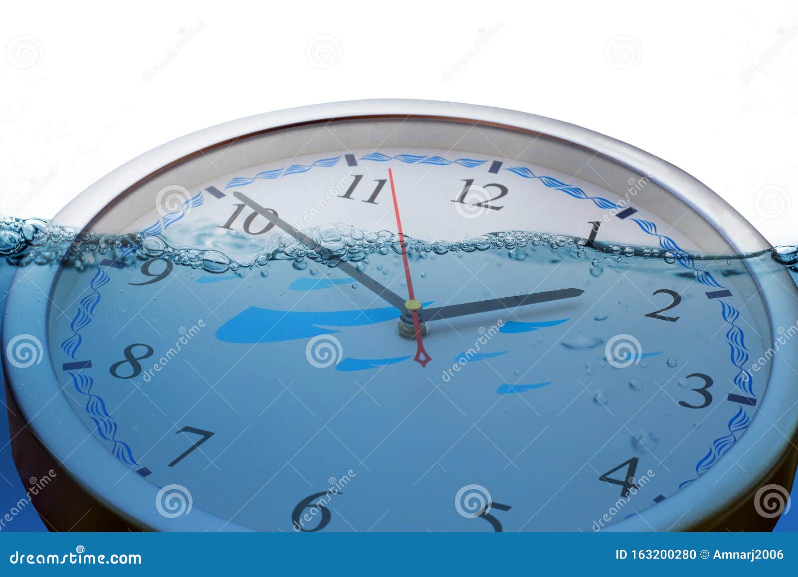 Clock Wall in Water Ripple on White Stock Photo - Image of abstract ...