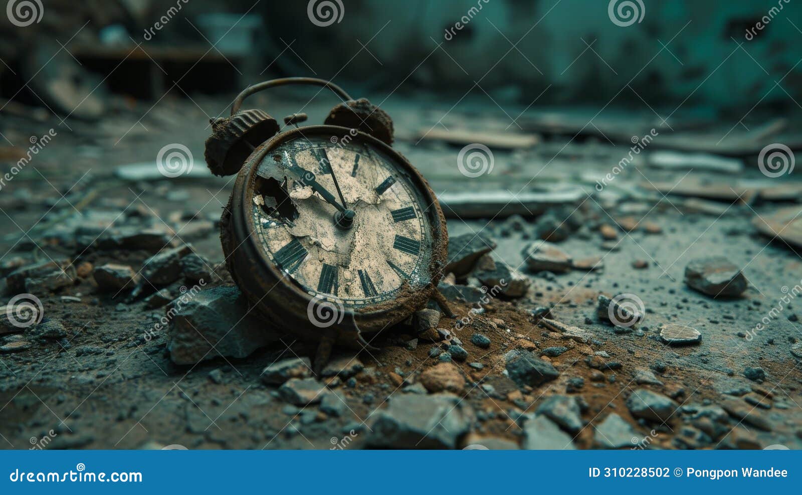 A Clock Was Shattered by the Earthquake and Stuck at that Time. it ...